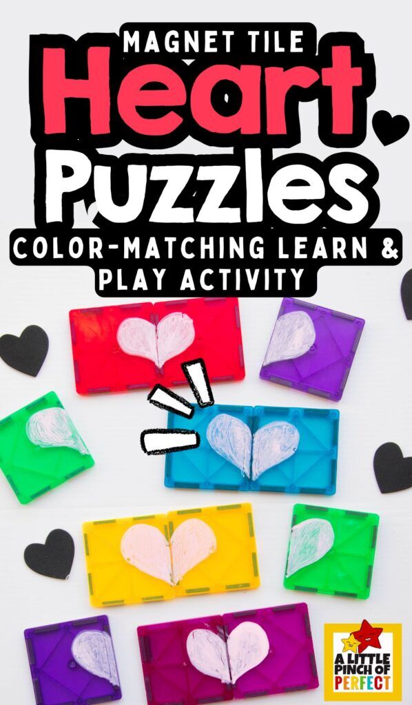 Magnet Tile Color-Matching Heart Puzzles (Easy Learning Activity for ...