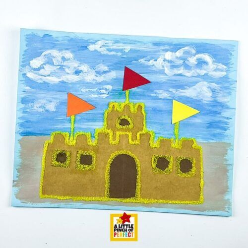 Sandcastle Art Project for Kids (Free Printable Template) - A Little ...