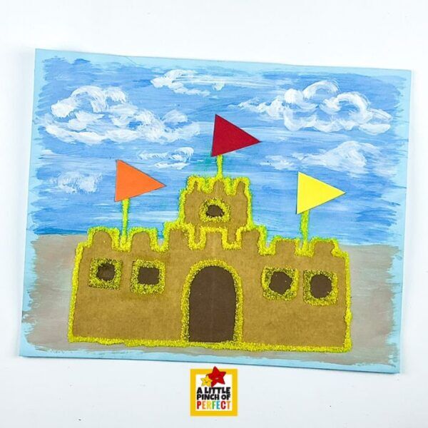 Sandcastle Art Project for Kids (Free Printable Template) - A Little ...