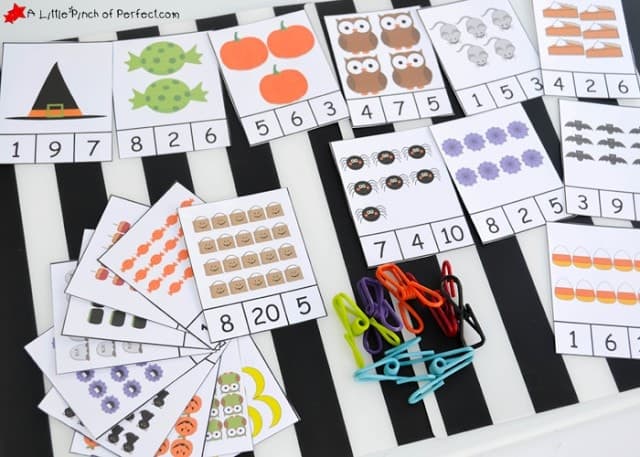 Free Printable Halloween Clip Cards: Counting 1-20 - A Little Pinch of ...