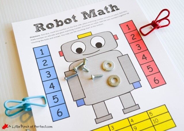 Robot Themed Math Activity and Free Printable for Kids - A Little Pinch ...
