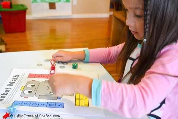 Robot Themed Math Activity and Free Printable for Kids - A Little Pinch ...