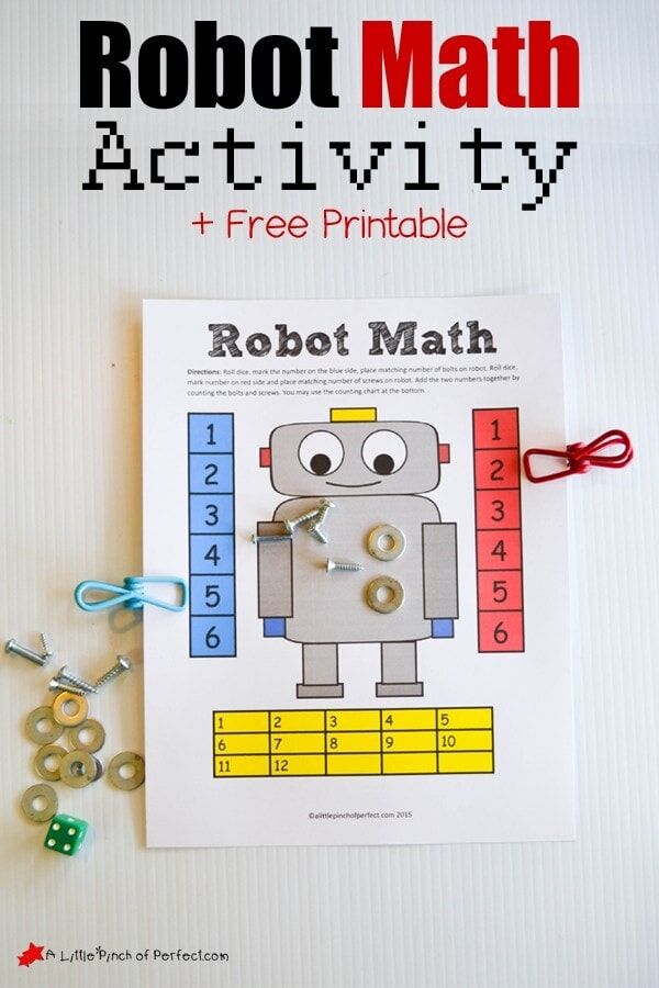 Robot Themed Math Activity and Free Printable for Kids - A Little Pinch ...