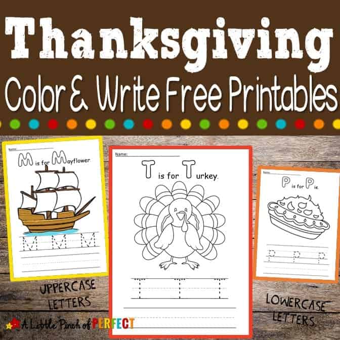 Thanksgiving Color, Trace, and Write Pages: Preschool Activity - A ...