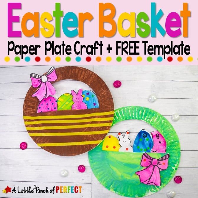 Easter Basket Paper Plate Craft for Kids and Free Template - A Little ...