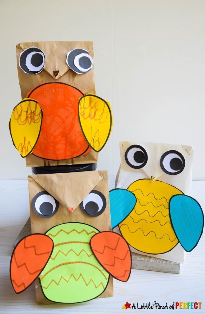 Owl Paper Bag Kids Craft Template - A Little Pinch of Perfect