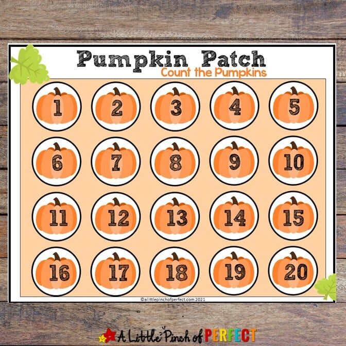 Pumpkin Patch Counting: Free Printable Math Activity - A Little Pinch ...