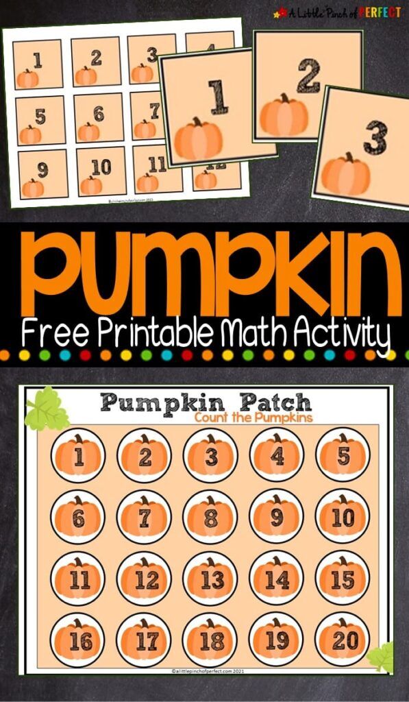 Pumpkin Patch Counting: Free Printable Math Activity - A Little Pinch ...