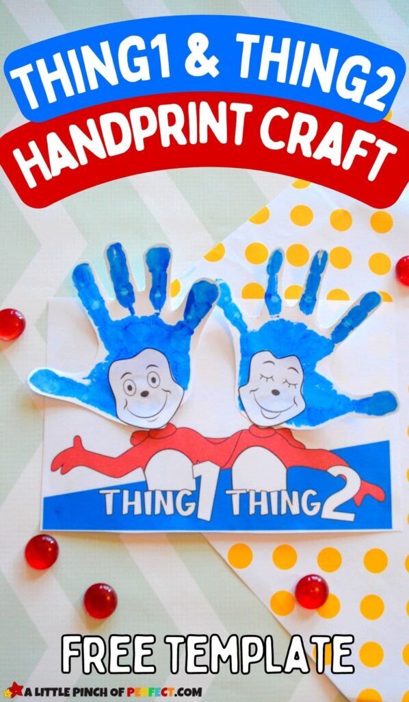 Thing 1 and Thing 2 Handprint Craft with FREE Template - A Little Pinch ...