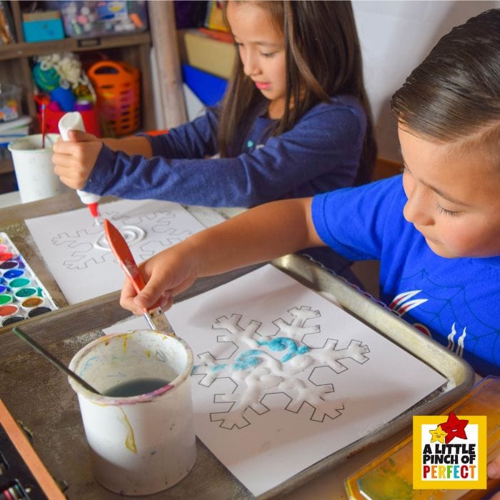 Painted Salt Snowflake Craft: Easy Winter Project + Free Template