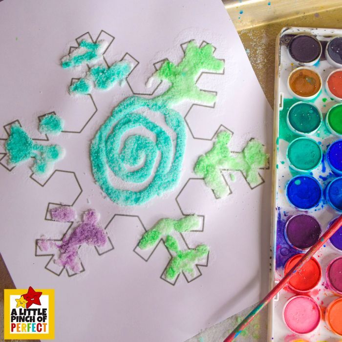 Painted Salt Snowflake Craft: Easy Winter Project + Free Template