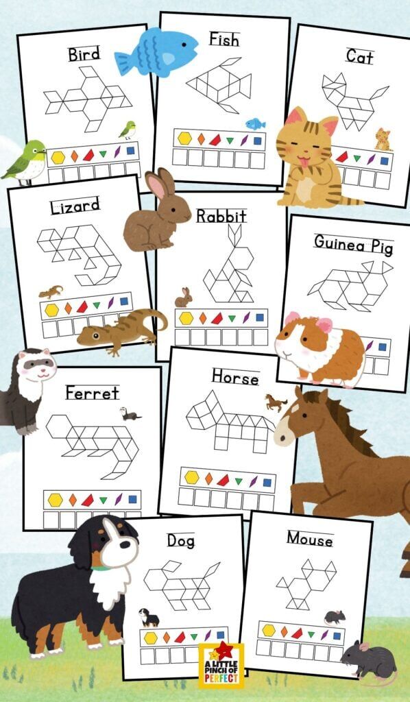 Free Printable Pet-Themed Pattern Block Activity Pack for Kids - A ...