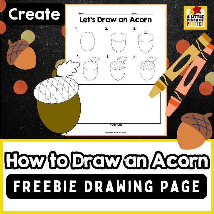 How to Draw an Acorn: Free Printable Tutorial for Kids - A Little Pinch ...
