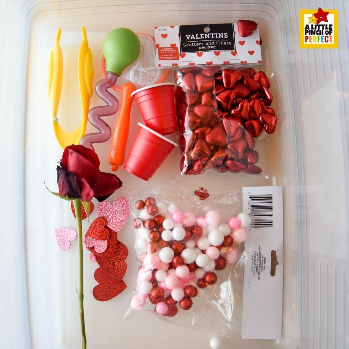 Love Potion Pour & Play Valentine Sensory Bin - A Little Pinch of Perfect