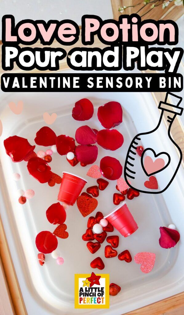 Love Potion Pour & Play Valentine Sensory Bin - A Little Pinch of Perfect