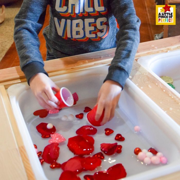 Love Potion Pour & Play Valentine Sensory Bin - A Little Pinch of Perfect